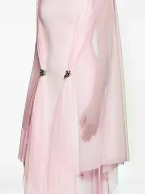 CHATS BY C.DAM Cape-overlay Gathered Maxi Dress