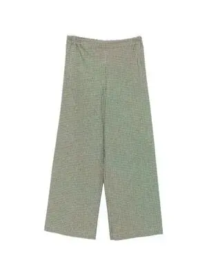NIU Check-pattern Elasticated-waist Trousers - Green