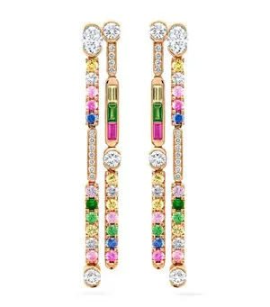 BOODLES Rose Gold, Diamond, Sapphire, Ruby And Tsavorite Play Of Light Drop Earrings - Pink