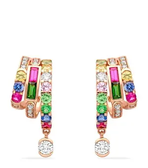 BOODLES Rose Gold, Diamond, Sapphire, Ruby And Tsavorite Play Of Light Hoop Earrings