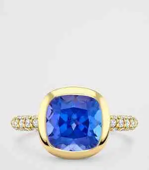 BOODLES Yellow Diamond And Tanzanite Cushion Ring