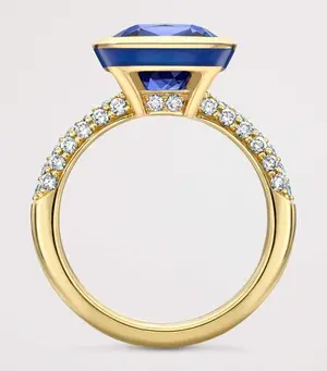 BOODLES Yellow Diamond And Tanzanite Cushion Ring