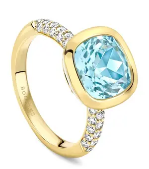 BOODLES Yellow Diamond And Aquamarine Dolce Vita Cushion Ring - Gold