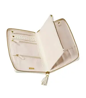 Wolf Large Lauren Portfolio Jewellery Case - Beige