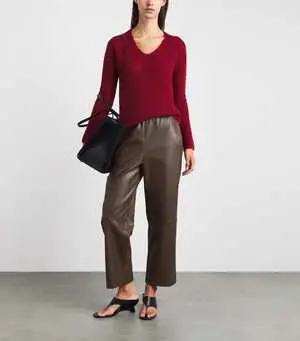 Max Mara Faux Leather Paneled Trousers
