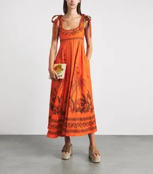 ALEMAIS Boathouse Print Linen Shift Dress