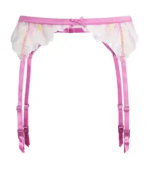 FLEUR DU MAL Sequin Hibiscus Suspender Belt - Pink