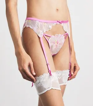 FLEUR DU MAL Sequin Hibiscus Suspender Belt