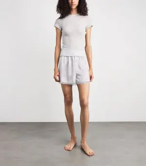 SKIMS Woven Shine Boxer Shorts - Silver