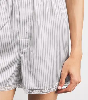 SKIMS Woven Shine Boxer Shorts - Silver