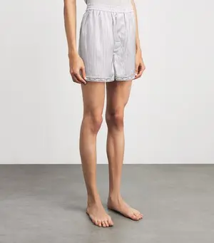 SKIMS Woven Shine Boxer Shorts - Silver