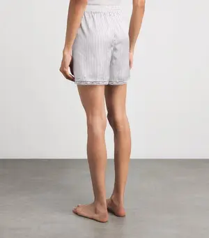 SKIMS Woven Shine Boxer Shorts - Silver