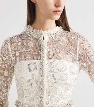 SELF-PORTRAIT Satin Sequin-embellished Gown