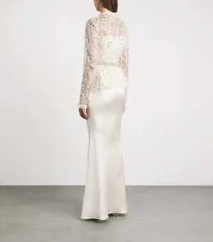SELF-PORTRAIT Satin Sequin-embellished Gown