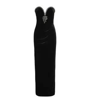 SELF-PORTRAIT Velvet Embellished Maxi Dress