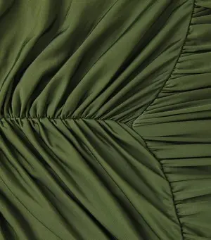 SELF-PORTRAIT Jersey Gathered Maxi Dress - Green