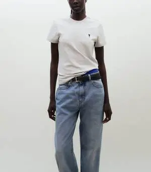 AMI Paris Cotton De Coeur T-shirt - Grey