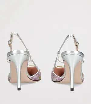 Valentino Garavani Jacquard Vlogo Slingback Heels 80