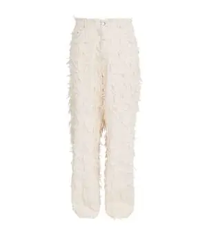 Séfr Nikos Wide-leg Fringed Jeans - White