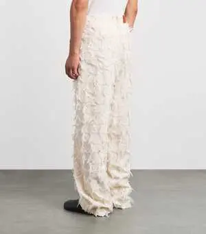 Séfr Nikos Wide-leg Fringed Jeans - White