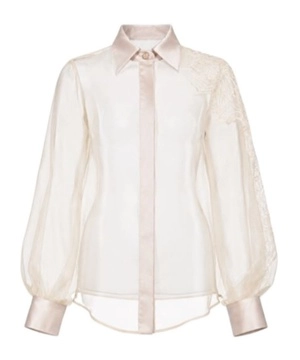 D.exterior Long-sleeve Shirt With Snap Closures - White