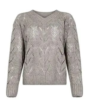 D.exterior V-neck Knit Sweater - Gray