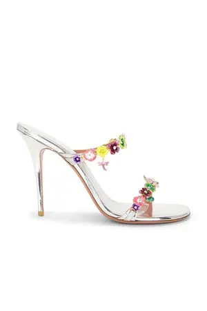 Amina Muaddi Vittoria 105 Slipper Sandal - Silver & Multicolor