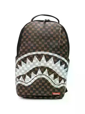 SPRAYGROUND Checkerboard-print Shark Backpack - Brown