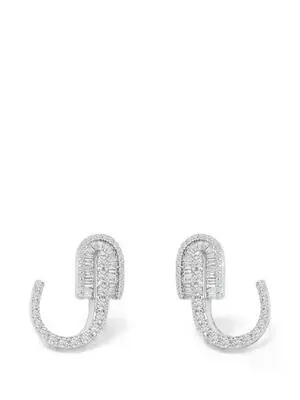 U LOS ANGELES U Huggie Diamond Earrings - Silver