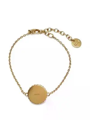 Dior Tone Faux Pearl Embellished Logo Charm Bracelet