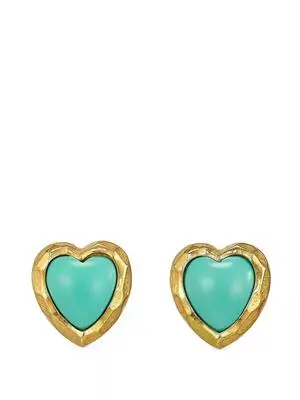 ANABELA CHAN Turquoise Heart Studs Earrings - Gold