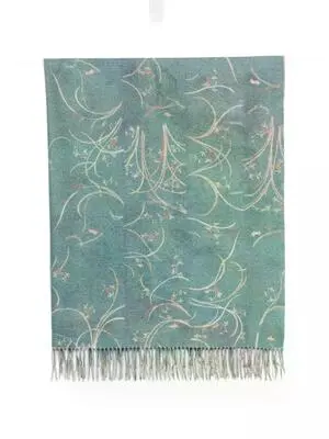 PIERRE-LOUIS MASCIA Floral-print Fringed Scarf - Blue