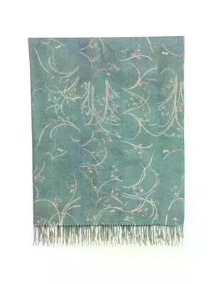 PIERRE-LOUIS MASCIA Floral-print Fringed Scarf - Blue