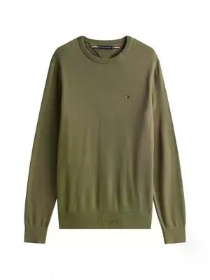 Tommy Hilfiger Flag-embroidered Crew-neck Sweater - Green