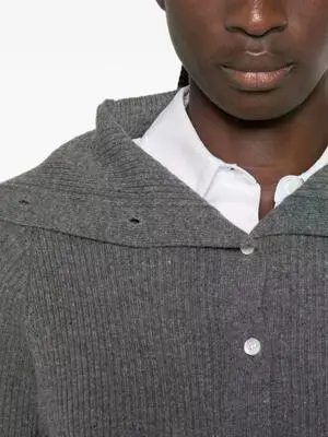 SYSTEM Ribbed-knit Sailor Collar Cardigan