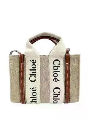 Chloé Canvas Woody Satchel - Neutrals