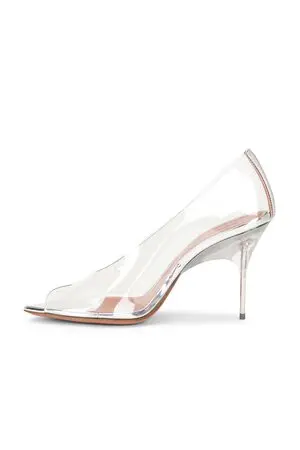 Amina Muaddi Bianca 95 Glass Peep Toe Pump - Transparent