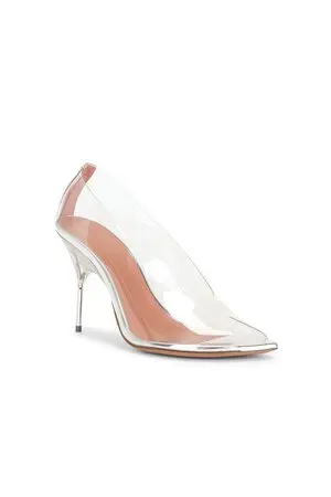 Amina Muaddi Bianca 95 Glass Peep Toe Pump