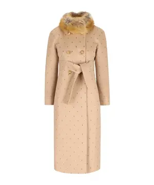 Valentino Garavani Embellished Double-breasted Belted Coat - Nude
