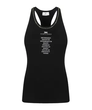 Elisabetta Franchi Ribbed Knit Vest With Chain Embellishment - Black