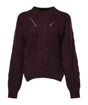 DONDUP Cable-knit Pointelle-trim Sweater - Wine Red