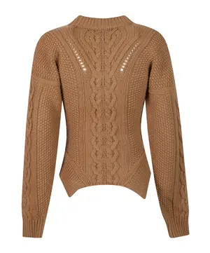 DONDUP Cable-knit Pointelle-trim Sweater