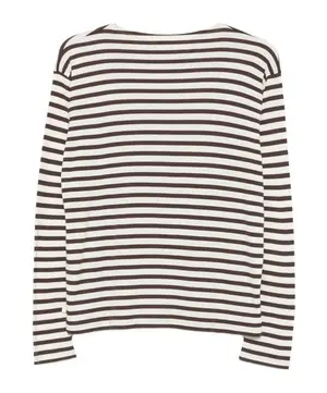 Closed Horizontal-stripe Long-sleeve T-shirt