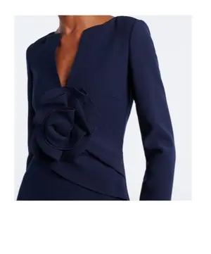 Roland Mouret Floral Appliqué Crêpe Gown