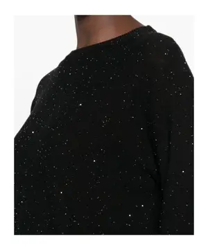 Fabiana Filippi Speckled Crew Neck Knitted Sweater - Black