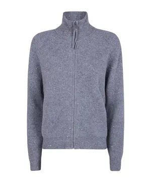 Seventy Zip-up Knitted Cardigan - Grey