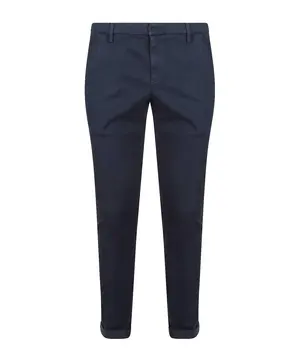 DONDUP Logo Plaque Turn-up Hem Trousers - Navy Blue