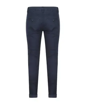 DONDUP Logo Plaque Turn-up Hem Trousers - Navy Blue