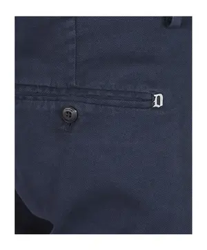 DONDUP Logo Plaque Turn-up Hem Trousers - Navy Blue