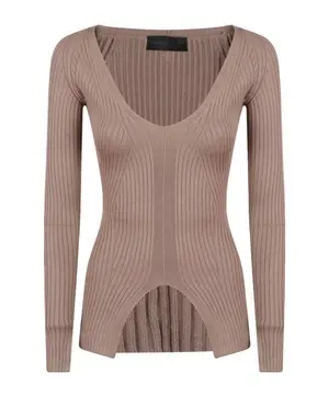 DONDUP V-neck Knitted Top - Brown